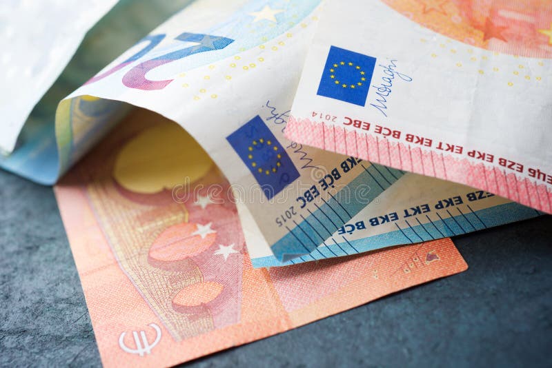 Euro Banknotes Piled Up on a Table Stock Image - Image of currency ...