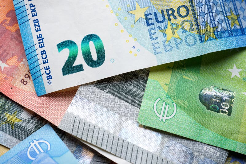 Euro Banknotes Piled Up on a Table Stock Image - Image of currency ...