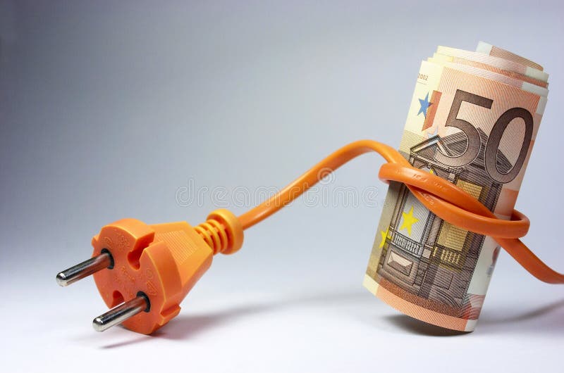 Euro banknotes and plug stock photo. Image of price, note - 34023154