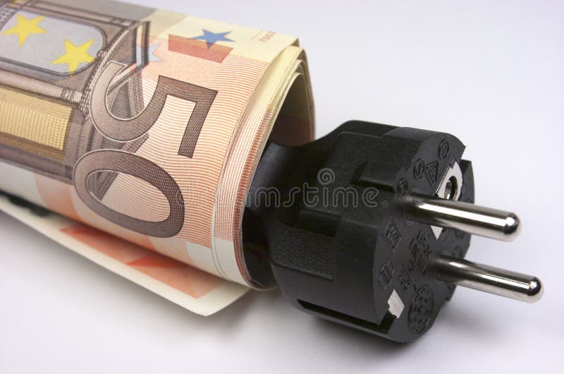 Euro banknotes and plug stock image. Image of money, cash - 34023257