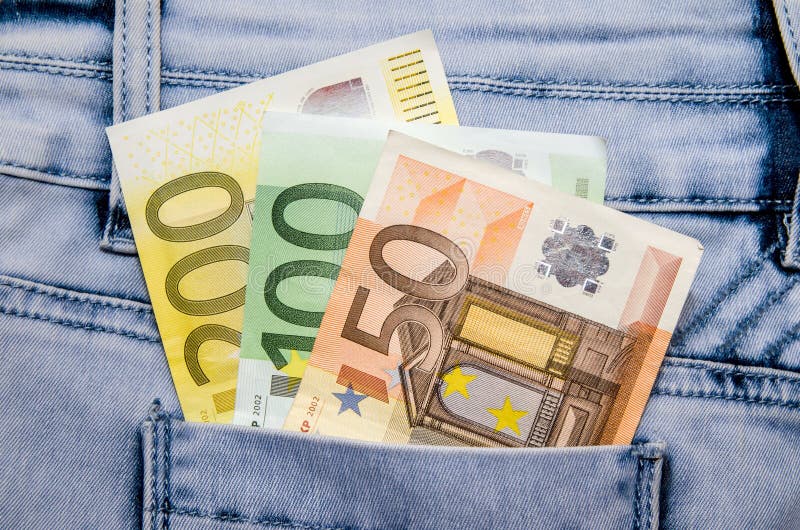 Euro Banknotes in the Pocket Stock Photo - Image of blue, banknotes ...