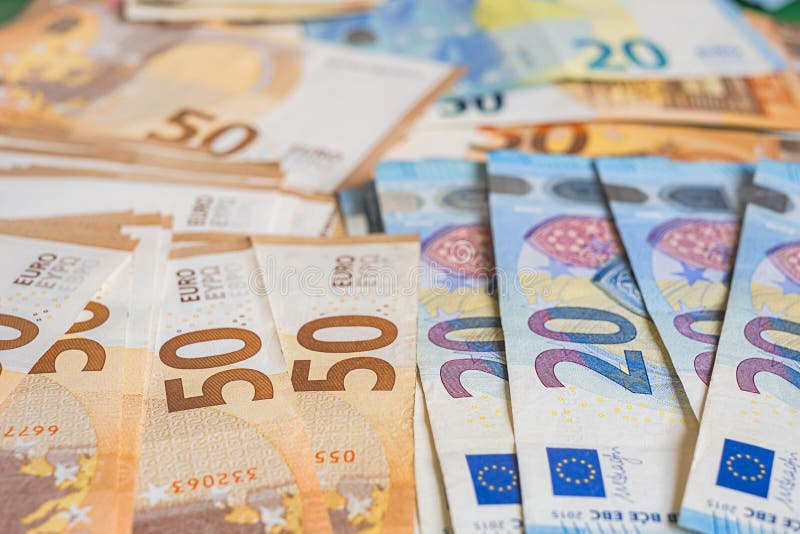 Euro Banknotes. Table Covered with Banknotes. Money Stock Image - Image ...