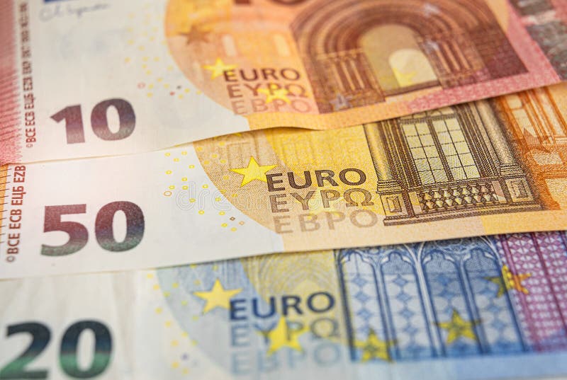 Euro Banknotes. Table Covered with Banknotes. Money Stock Photo - Image ...