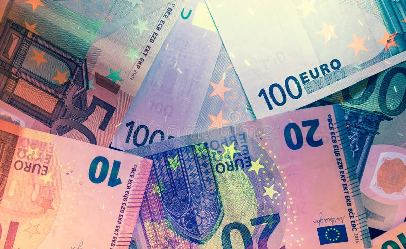 Euro banknotes uv light stock photo. Image of shape - 104689296