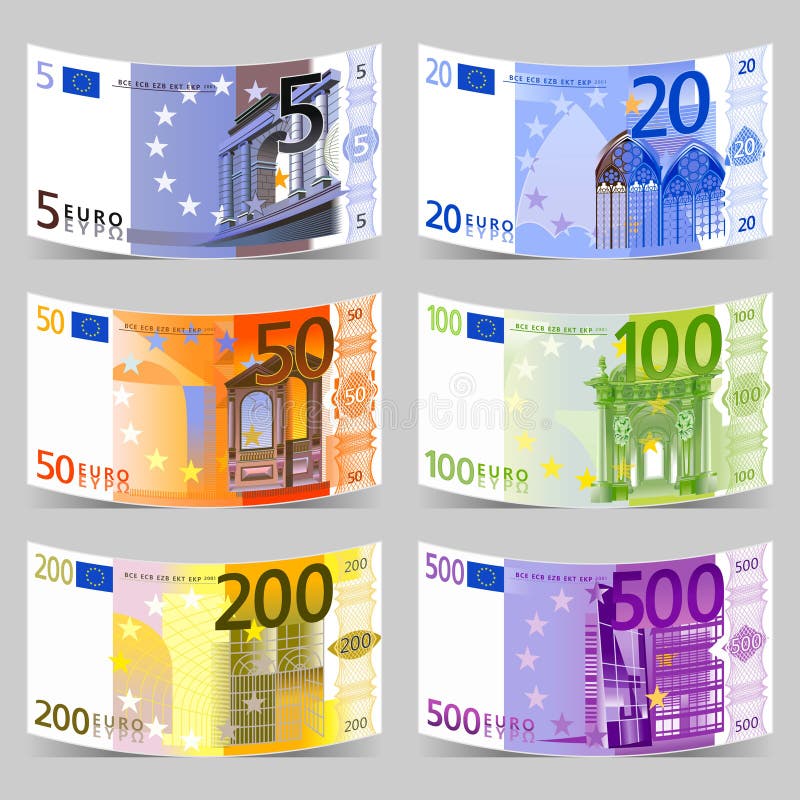 Euro banknotes stock vector. Illustration of vector, drink - 47583894