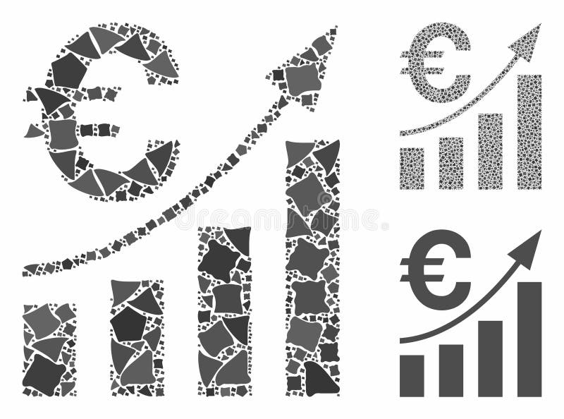 Euro Bar Chart Trend Composition Icon of Rugged Pieces Stock Vector ...