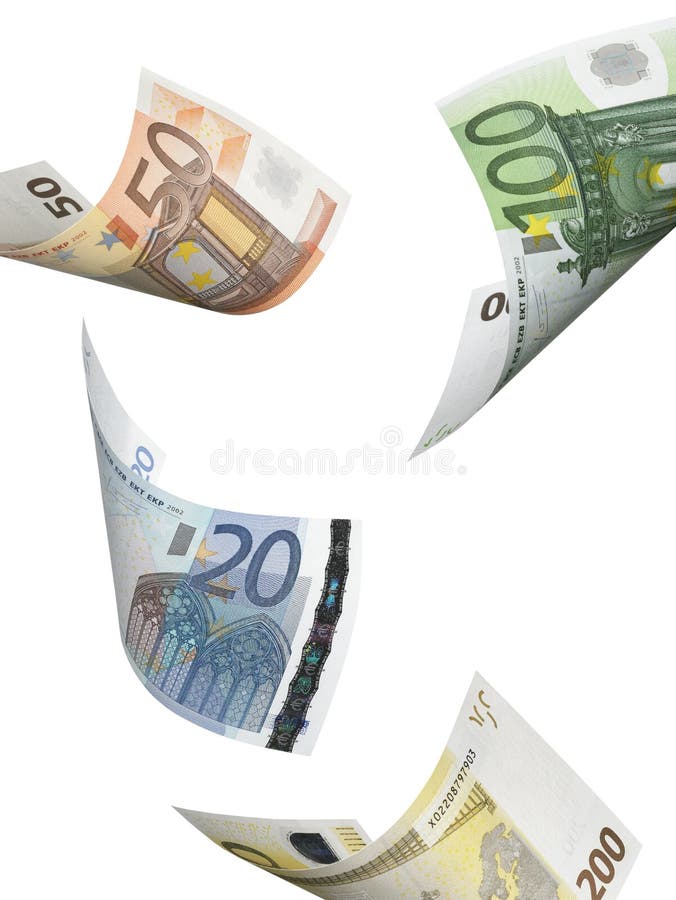 Euro Bill Collage Isolated on White Stock Photo - Image of blue, change ...