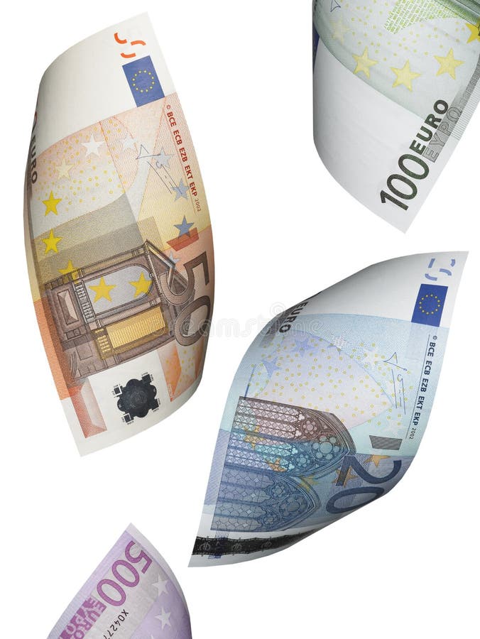 Euro Bill Collage Isolated on White Stock Image - Image of finance ...