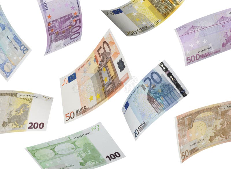 Euro bill collage on white stock image. Image of exchange - 45082063