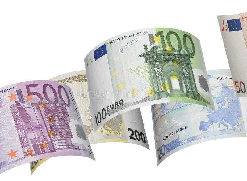 Euro bill collage on white stock photo. Image of exchange - 45632548