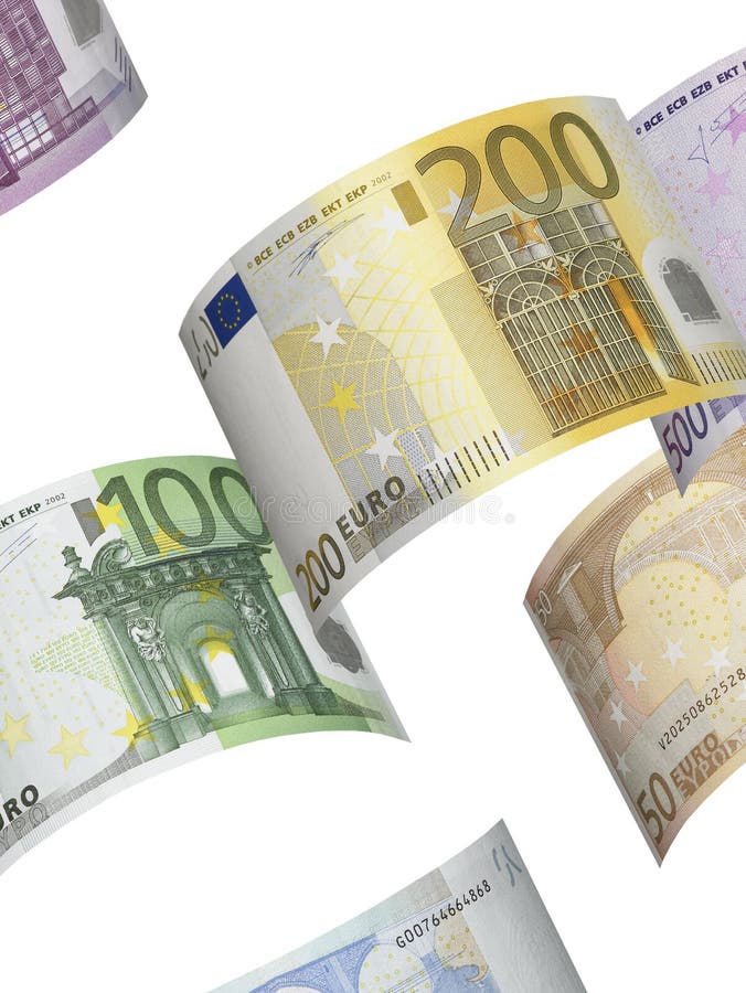 Euro bill collage on white stock photo. Image of europe - 45632544