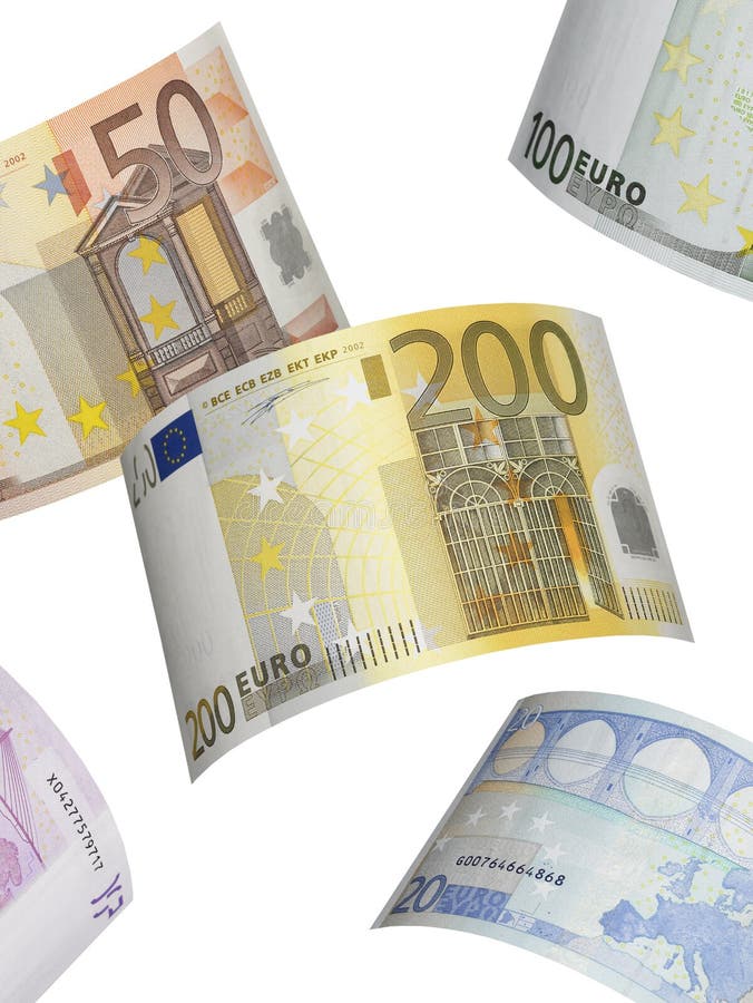 Euro bill collage on white stock photo. Image of fifty - 45632554