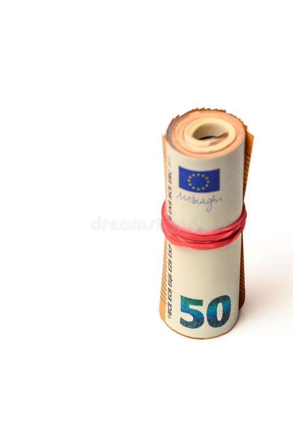 50 Euro Bill Rolled into a Tube Stock Photo - Image of savings, change ...