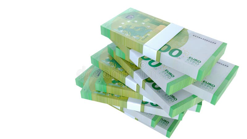100 Euro Bill Stack Isolated on White Background. Stock Illustration ...