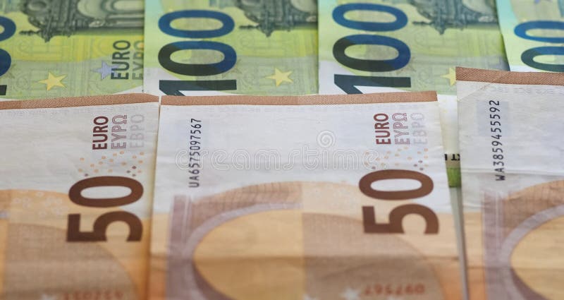 Euro Bills or Banknotes 100 and 50 Euros Stock Photo - Image of finance ...