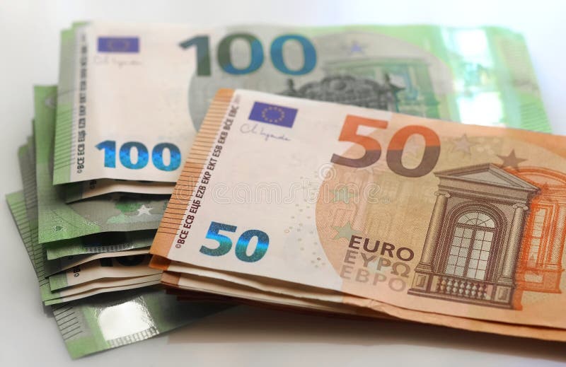 Euro Bills or Banknotes 100 and 50 Euros Stock Image - Image of income ...