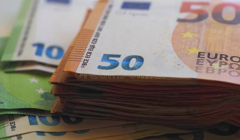 Euro Bills or Banknotes 100 and 50 Euros Stock Photo - Image of green ...