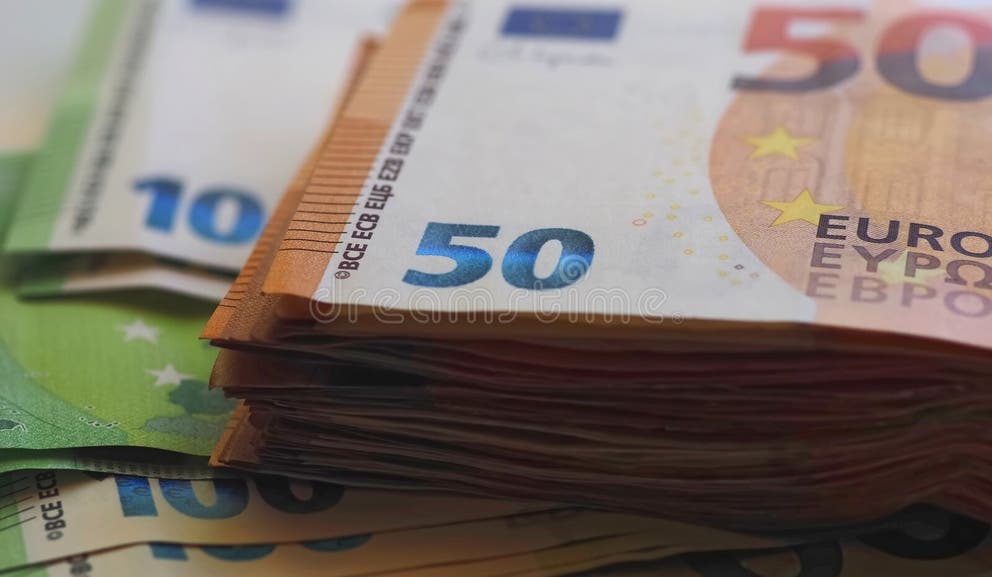 Euro Bills or Banknotes 100 and 50 Euros Stock Photo - Image of green ...