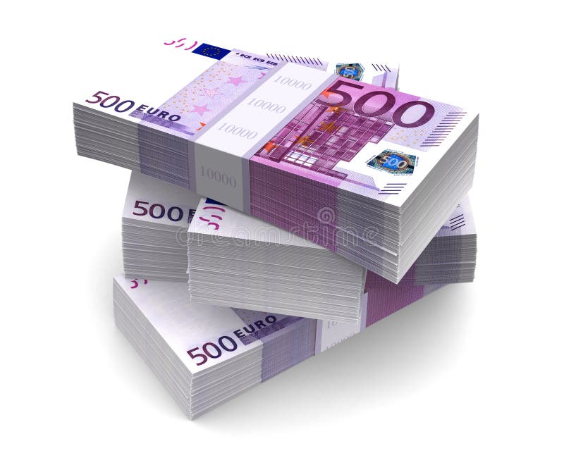 Stacks of 500 Euro Banknotes Stock Illustration - Illustration of ...