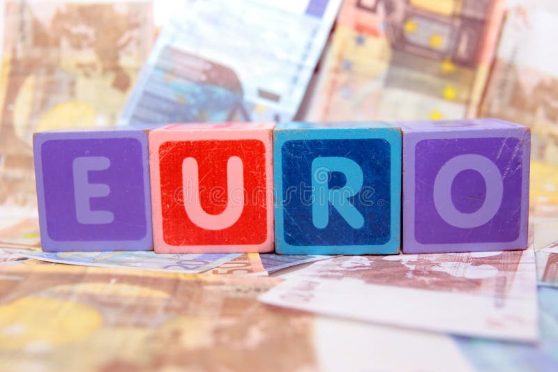 Euro in blocks on money stock image. Image of abstract - 16096201