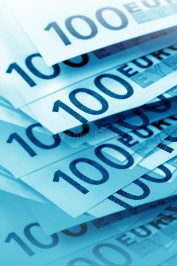 Euro in blue color stock image. Image of notes, concept - 14874663