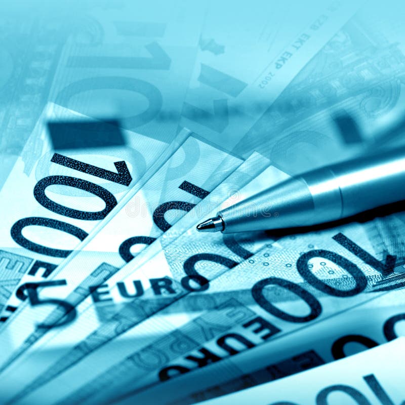 Euro in blue color stock image. Image of notes, concept - 14874663