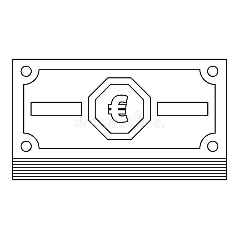 Euro Cash Icon, Outline Style. Stock Vector - Illustration of isolated ...