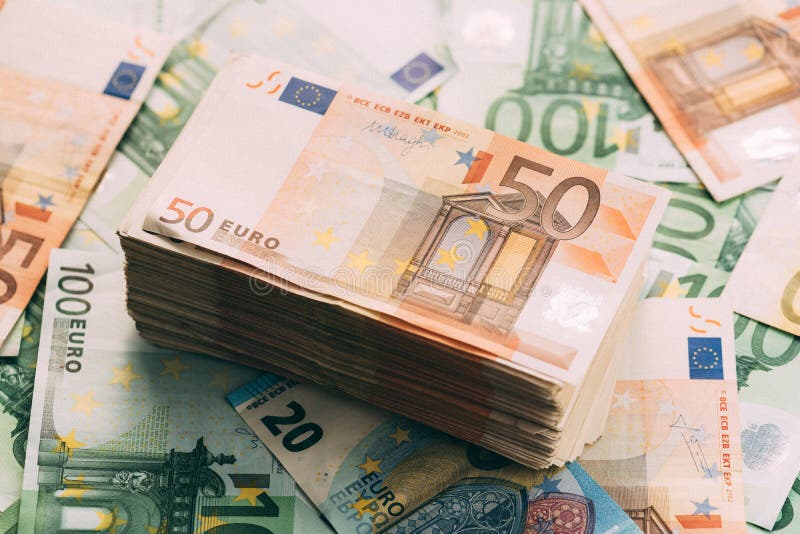 Euro cash stack closeup stock photo. Image of money - 108836244