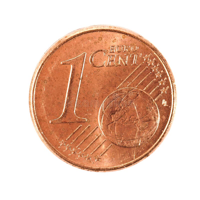 Shiny One Euro Cent Coin, Front and Back, Isolated Stock Image - Image ...