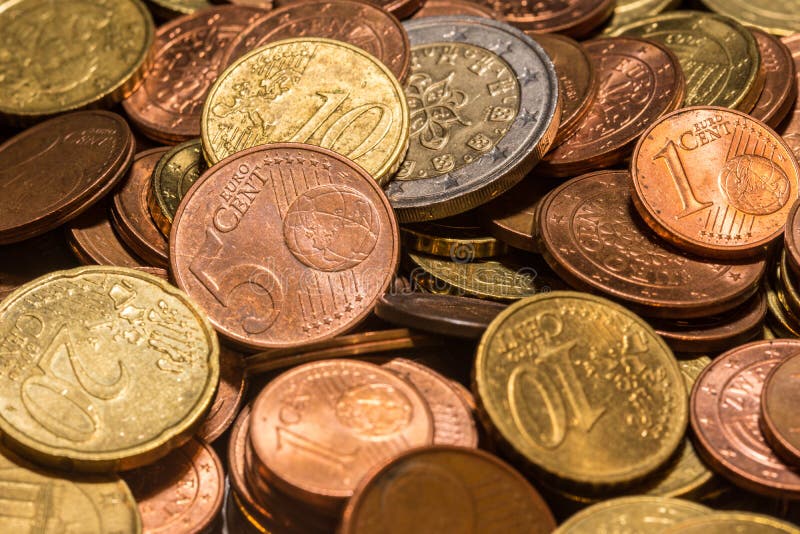 Euro and Cent Coin Collection Stock Image - Image of institution ...
