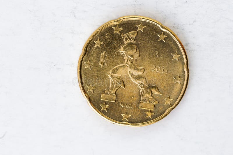 20 Euro Cent Coin with Italian Backside Used Look Stock Photo - Image ...
