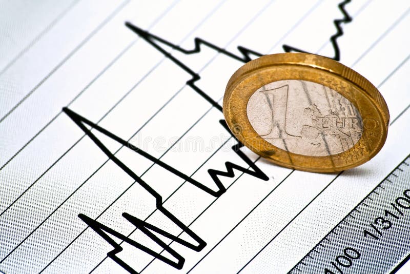 Euro coin on chart stock photo. Image of detail, data - 13921040