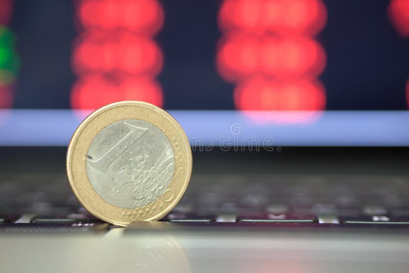 A Euro Coin on the Computer Keyboard Editorial Stock Image - Image of ...