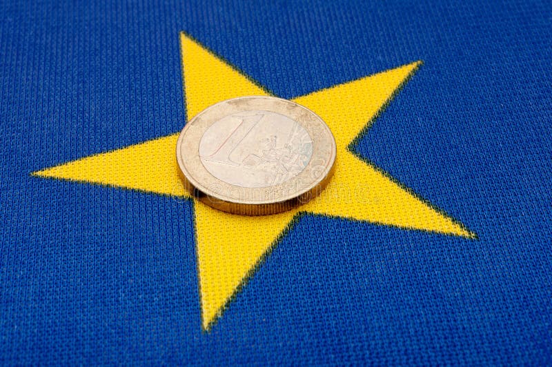 Euro Coin on EU Flag stock image. Image of cash, european - 22447905
