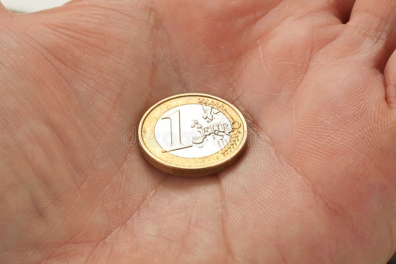 Human Hand Holding Euro Coin Isolated on White Stock Image - Image of ...