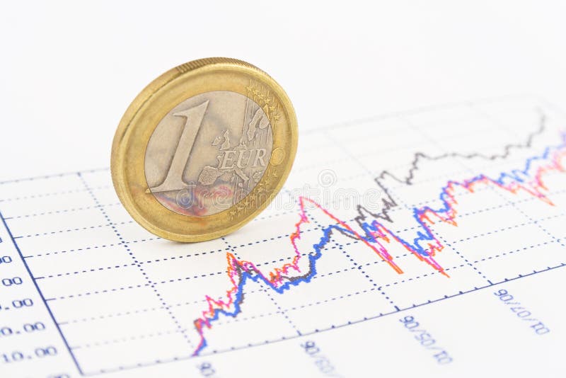Euro Coin Standing on Growth Chart Stock Image - Image of chart, money ...
