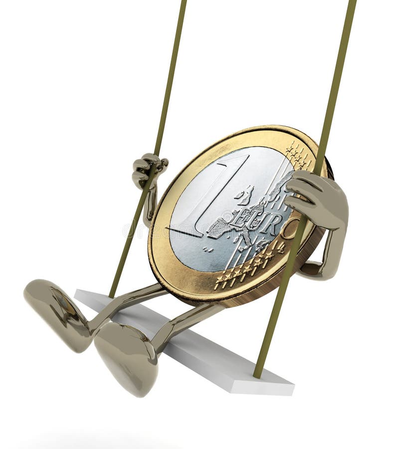 Euro coin on a swing stock illustration. Illustration of business ...