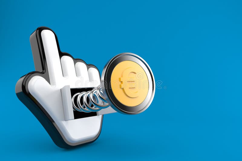 Euro coin with web cursor stock illustration. Illustration of ...