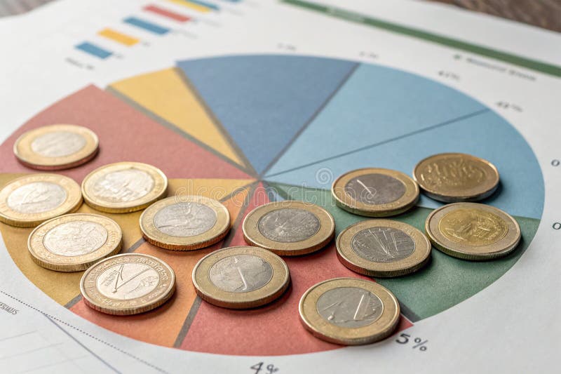 Euro Coins Arranged into a Pie Chart Shape Stock Illustration ...