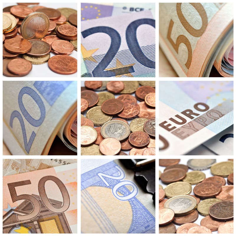 Euro Coins and Banknote Collage Stock Image - Image of cent, cents ...
