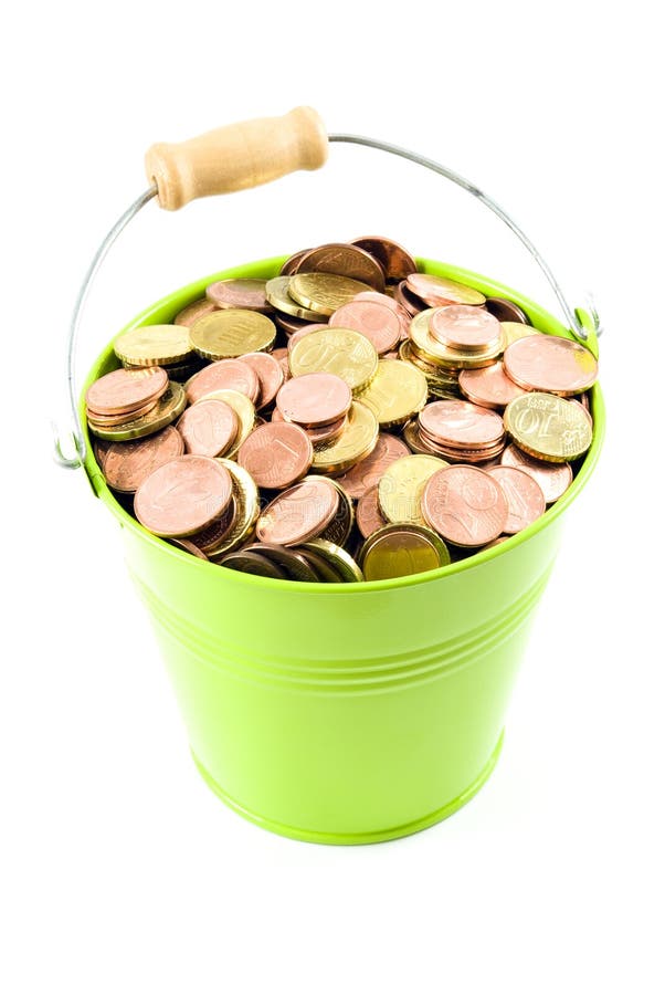 Bucket of Money stock photo. Image of banking, golden - 3139466