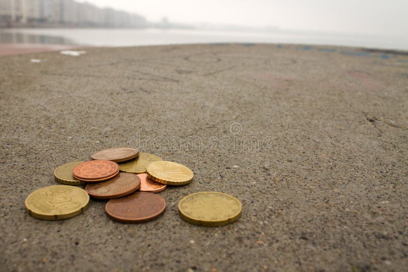 Euro Coins on the Cement Floor Stock Image - Image of change, currency ...