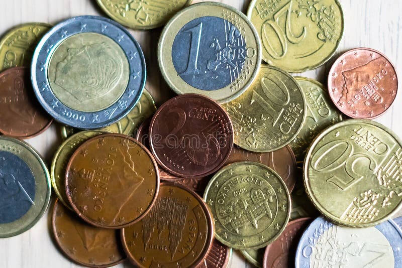 Euro Coins Close Up Composition, Different Value of Money Stock Image ...