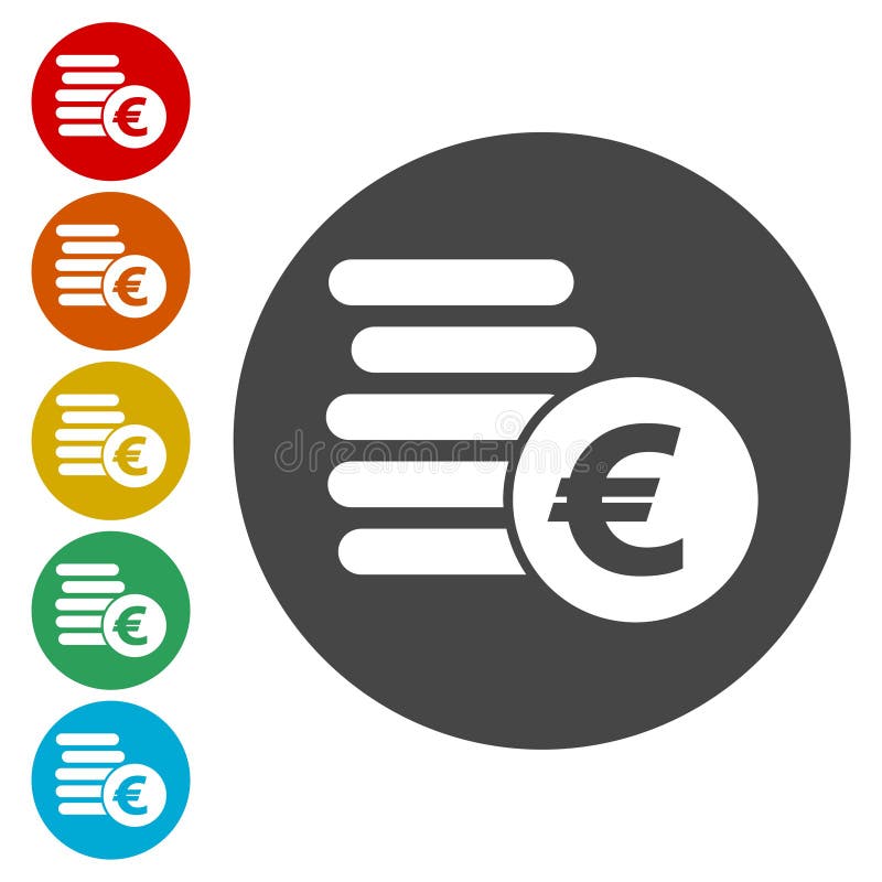 Euro coins flat icons set stock vector. Illustration of banking - 136777448