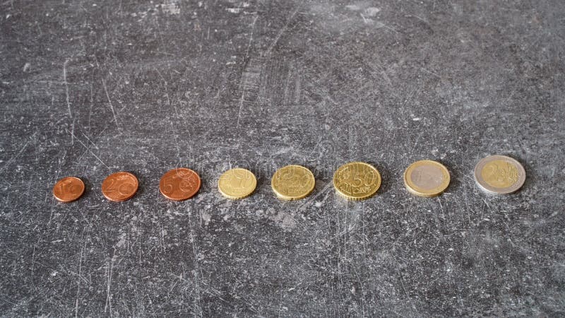 Euro coins i row stock image. Image of payment, coins - 175956961