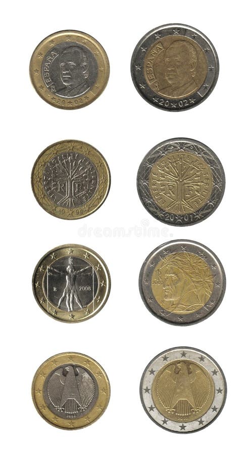 Euro, Coins Isolated Over White Stock Image - Image of germany, german ...