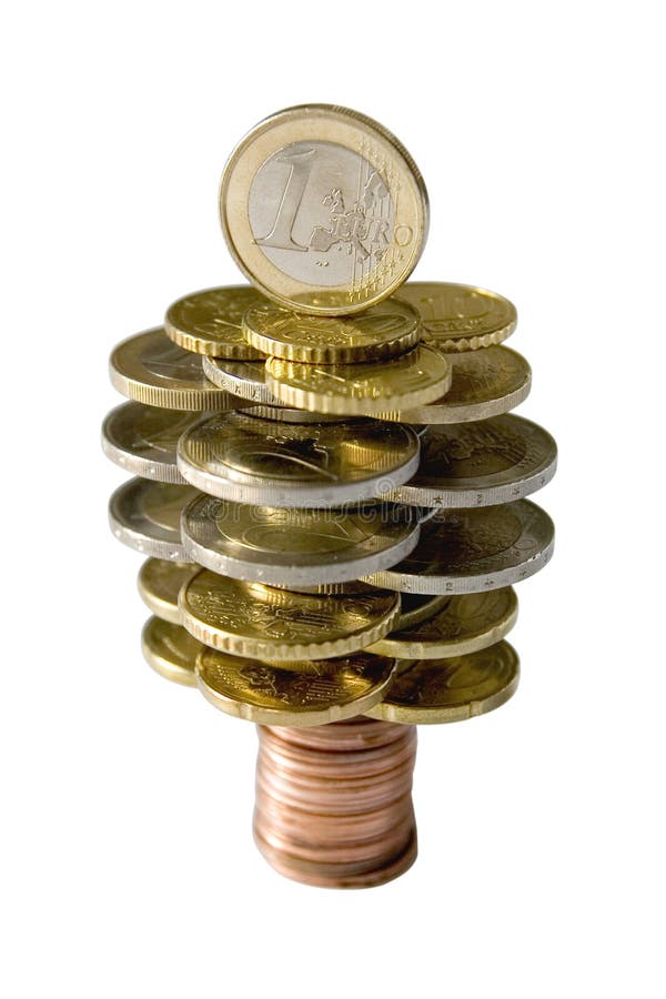 Euro Coins Money Tree Isolated On White Background Stock Photo - Image ...