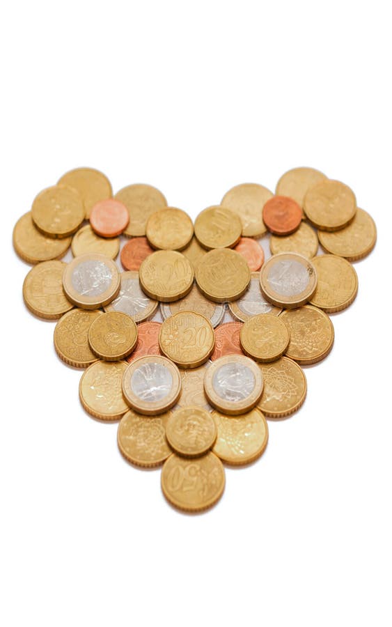 Euro Coins in the Shape of a Heart Stock Image - Image of financial ...