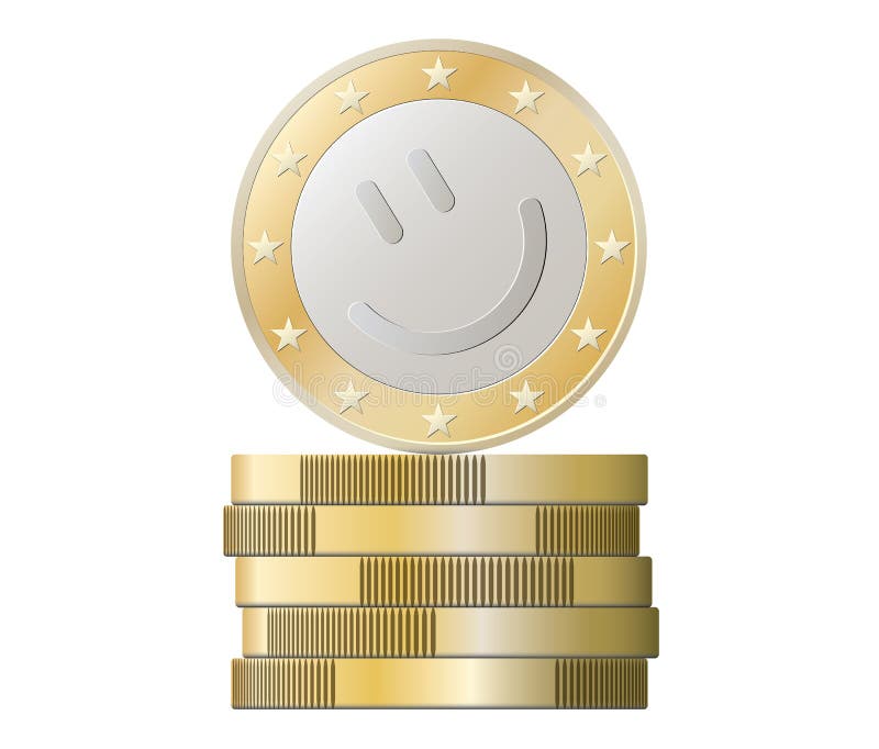 One euro coin happy smiley stock illustration. Illustration of luck ...