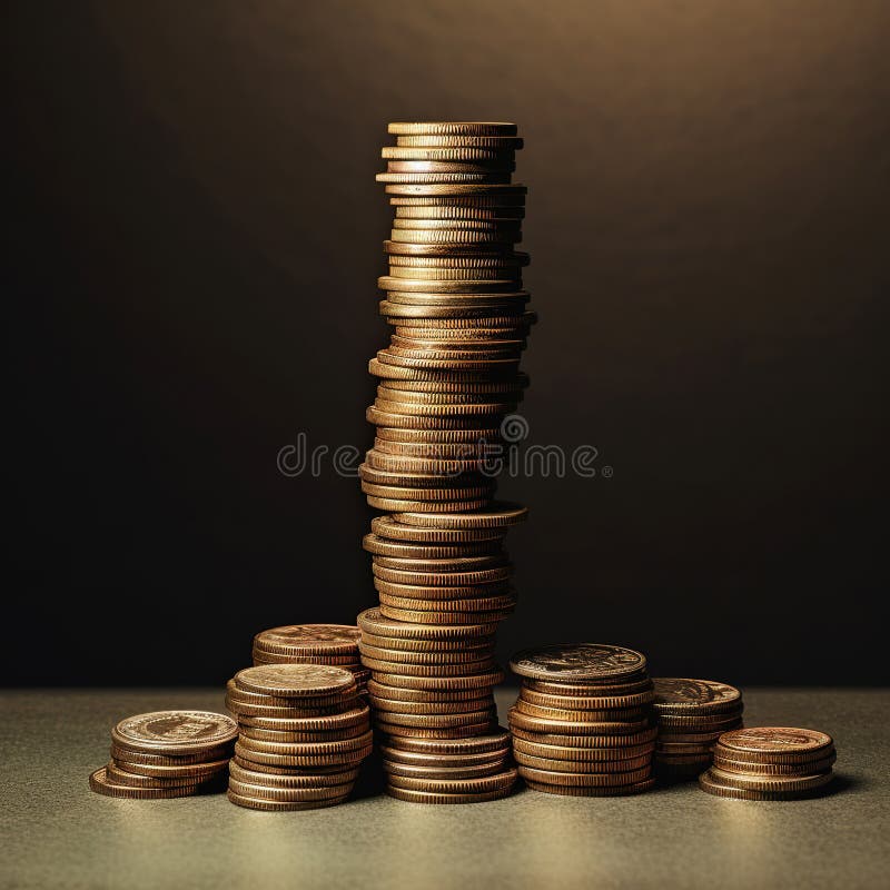 Euro Coins Stacked on Each Other in Different Positions. AI Generated ...